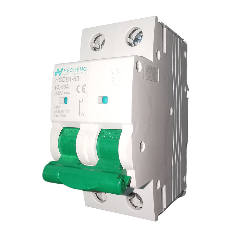 DC MCB PV Photovoltaic High Voltage Miniature Circuit Breaker 2P 500V 63A 6KA For Solar ...